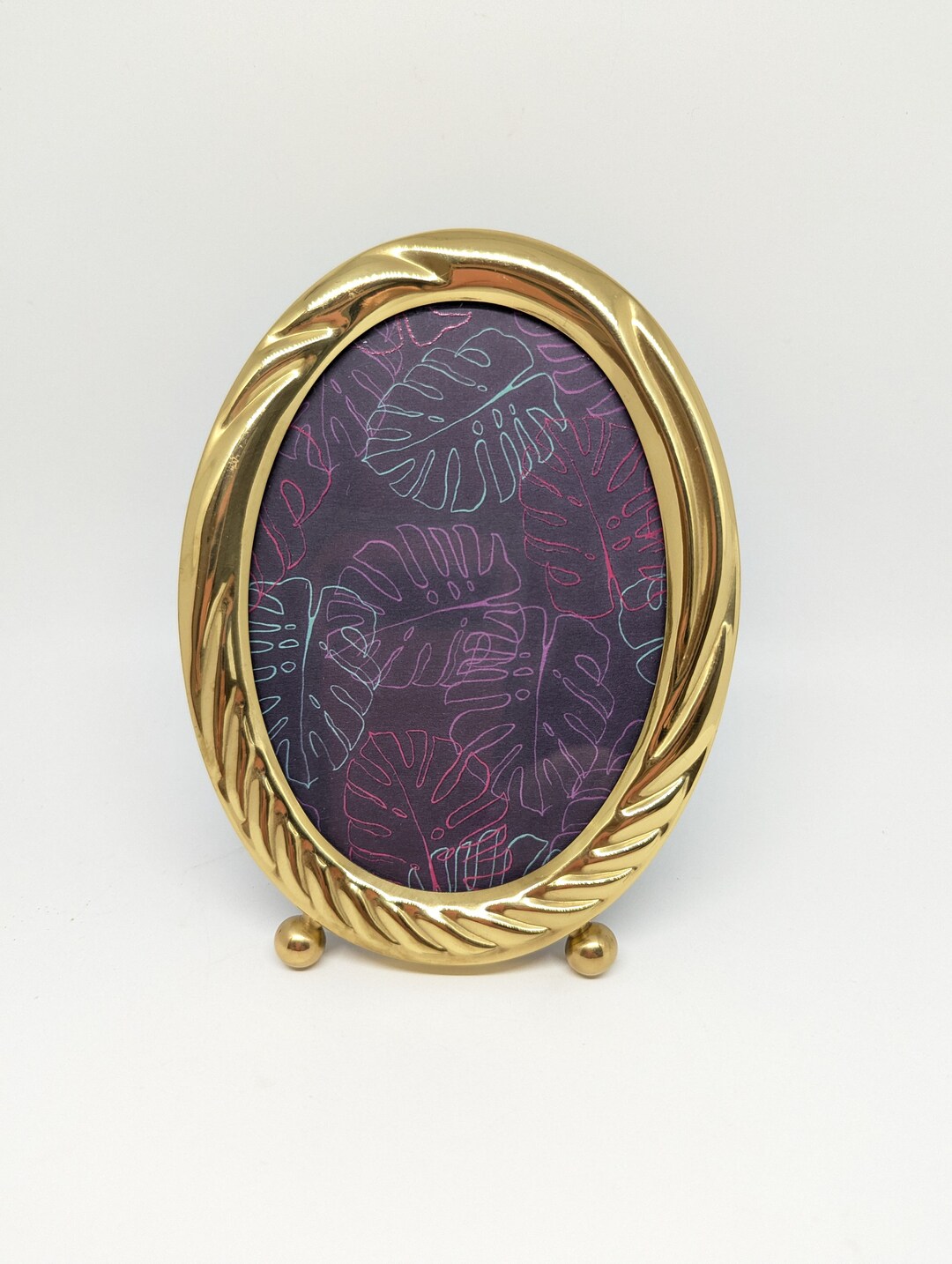 Vintage Fancy Oval Brass Frame / Solid Brass Picture Frame Oval 3.5 X 5 ...