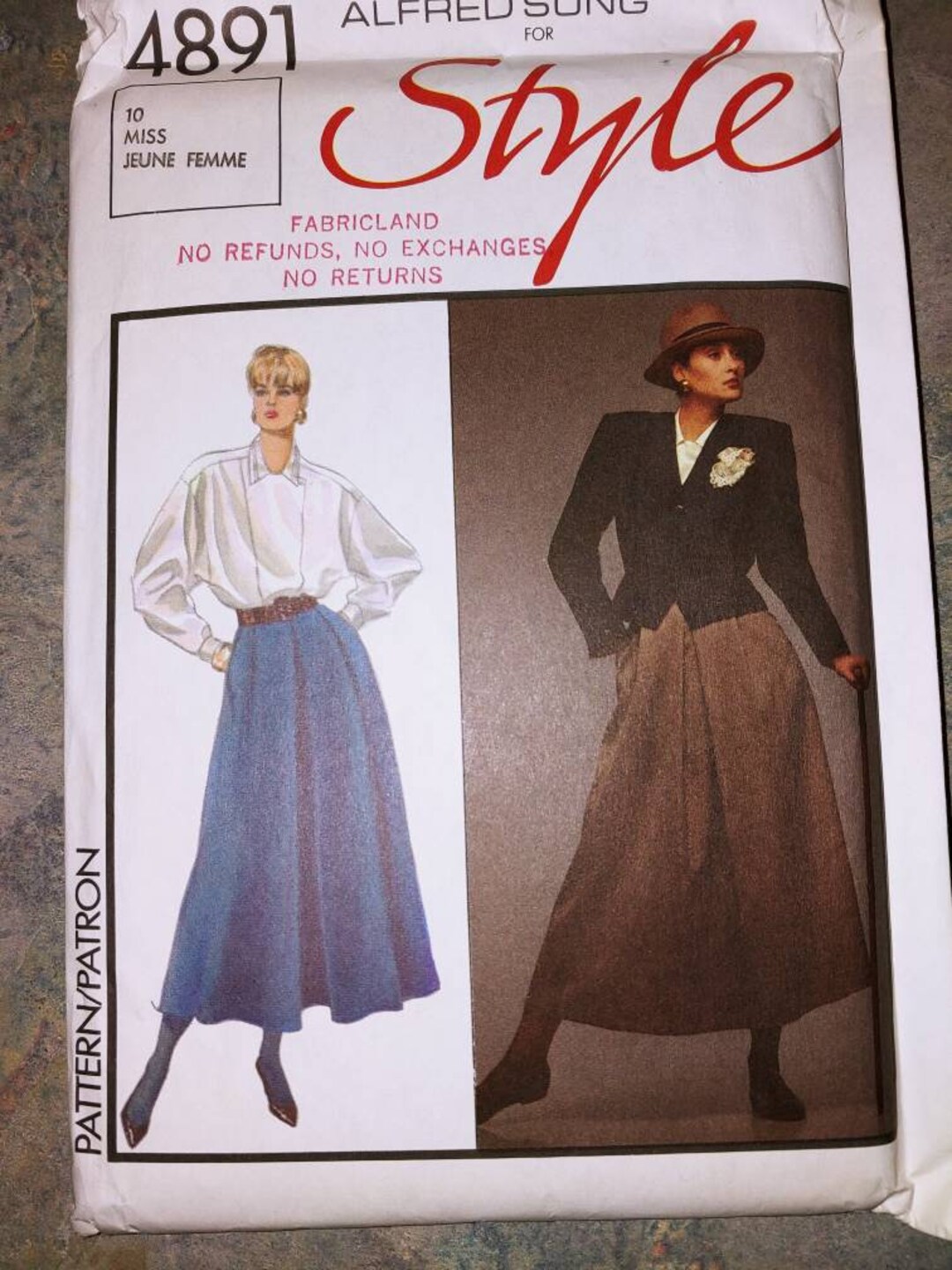 Vintage 1986 Alfred Sung Style Pattern 4891 Jacket Skirt Blouse Size 10 ...