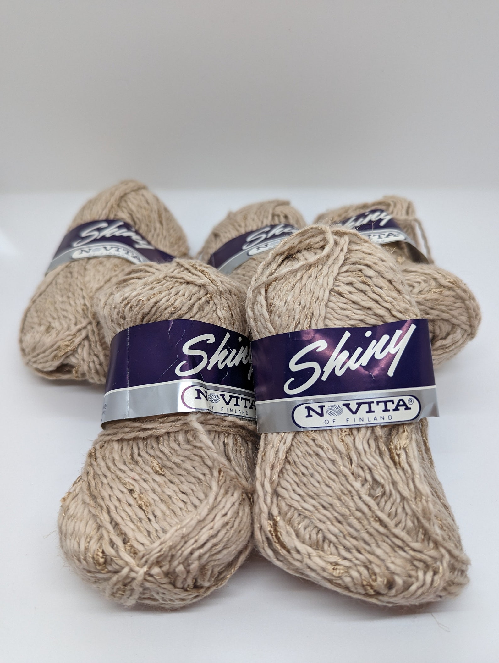 Vintage Lot of 5 Balls Shiny Cotton Blend Yarn by Novita - Made in ...