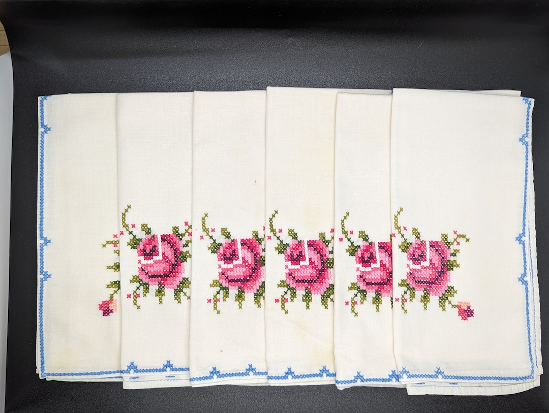 Embroidered Afternoon Tea Napkin Set - Etsy