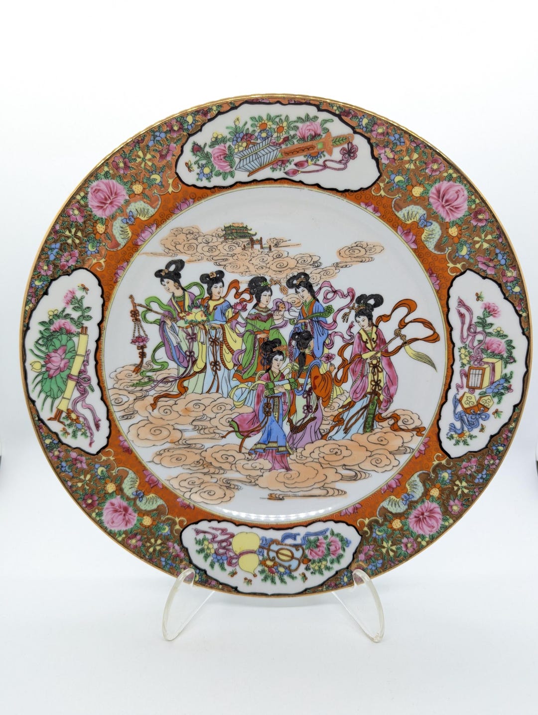 Vintage Famille Rose Chinese Collector Plate, Zhongguo Zhi Zao Hand ...