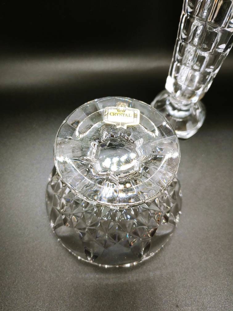 Yugoslavia Crystal Compote and Cut Crystal Flower Vase - Etsy