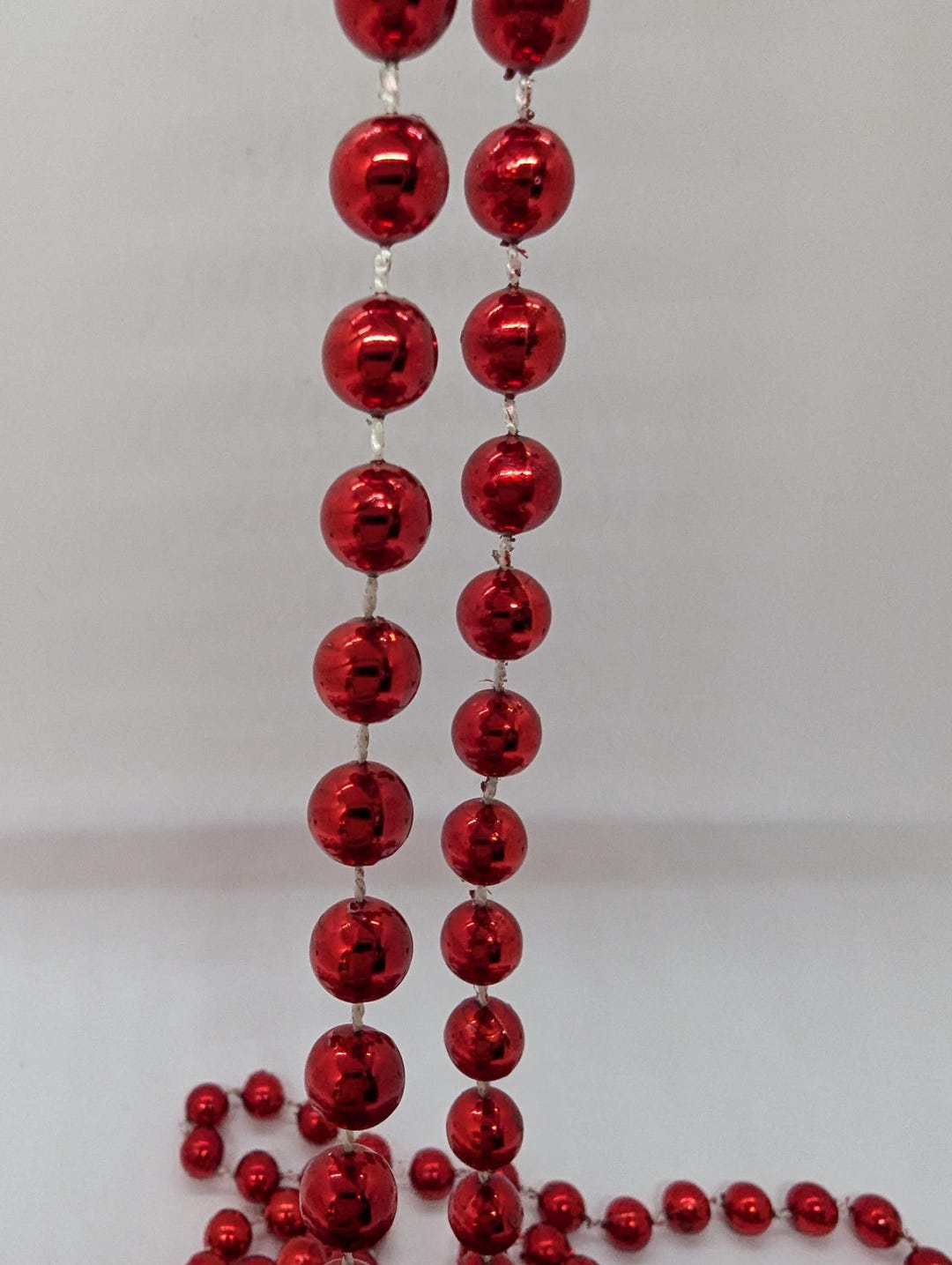 Vintage Red Beaded Garland - 19.75 Feet Long!- Christmas Garland - 80's ...