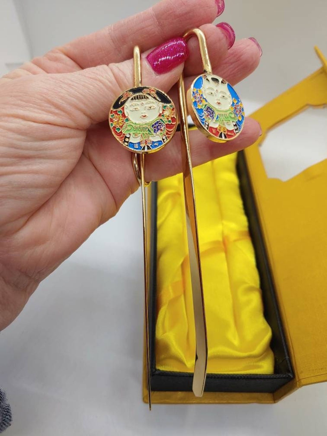 Gift Set of Oriental Gold Plated Bookmarks With Enameled Medallions ...