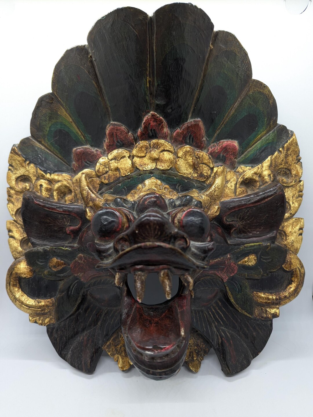 Balinese Wood Mask - Wall Art Hand Carved Bali Indonesia - Etsy