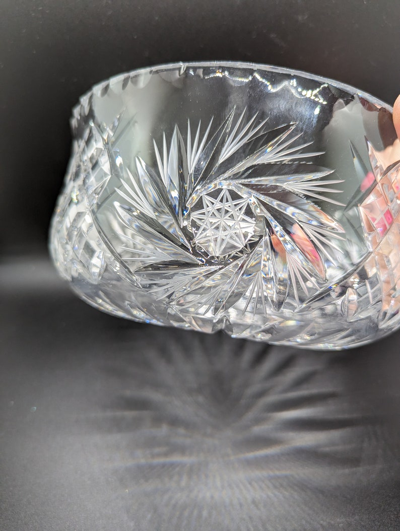 Mid Century Heavy Pinwheel Crystal Fruit Bowl - Etsy