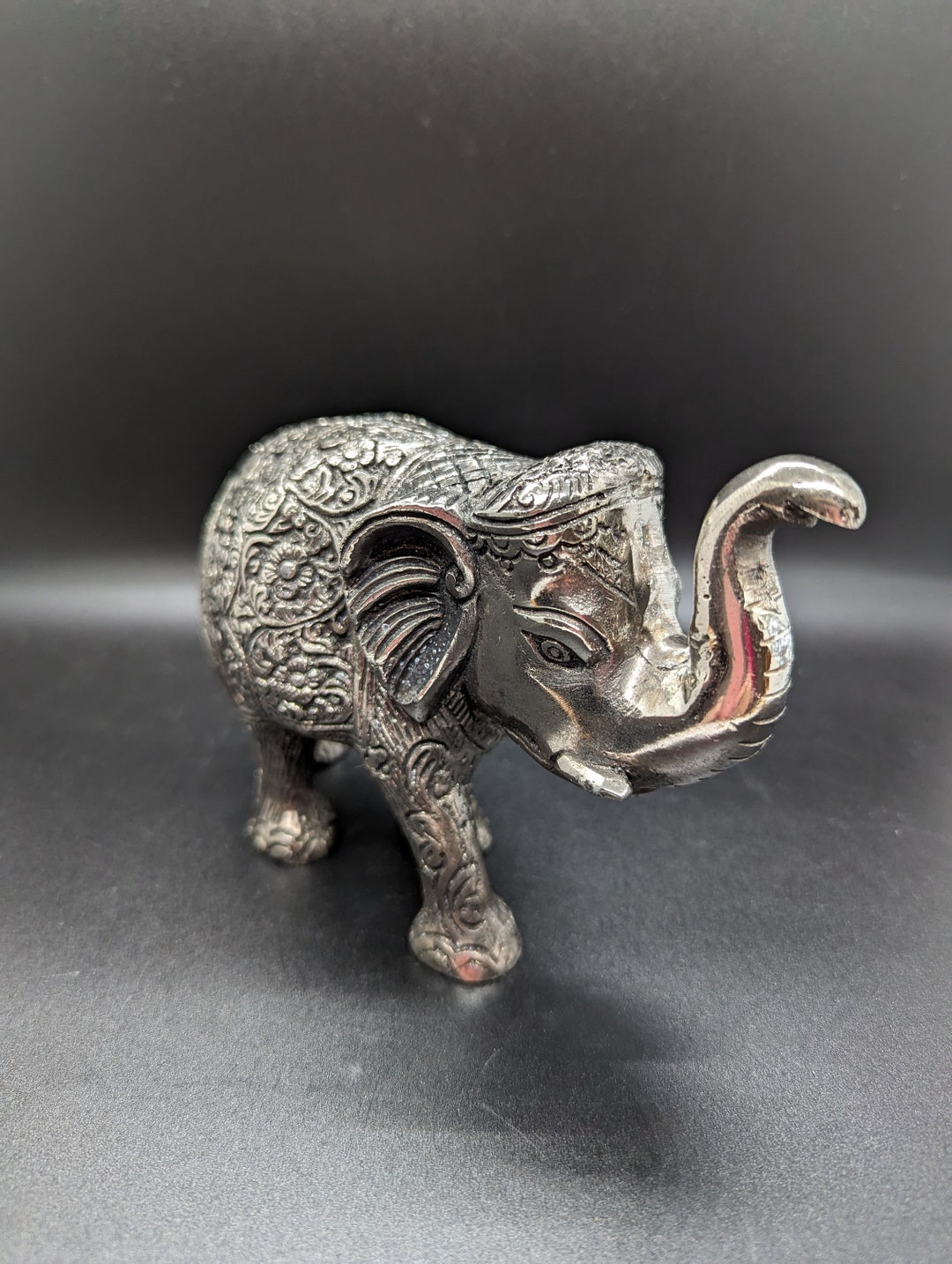 Silver Plated Tooled Elephant - Elephant Figurine - Etsy