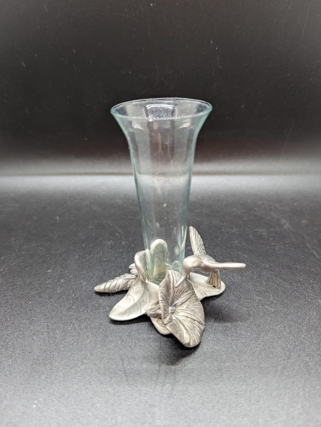 Vintage Seagull Glass Bud Pewter Hummingbird Base, 1994 - Etsy