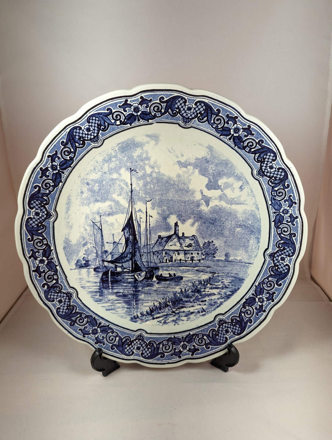 Exquisite Vintage Royal Sphinx Delft Blue Holland Plate, Decorated With ...