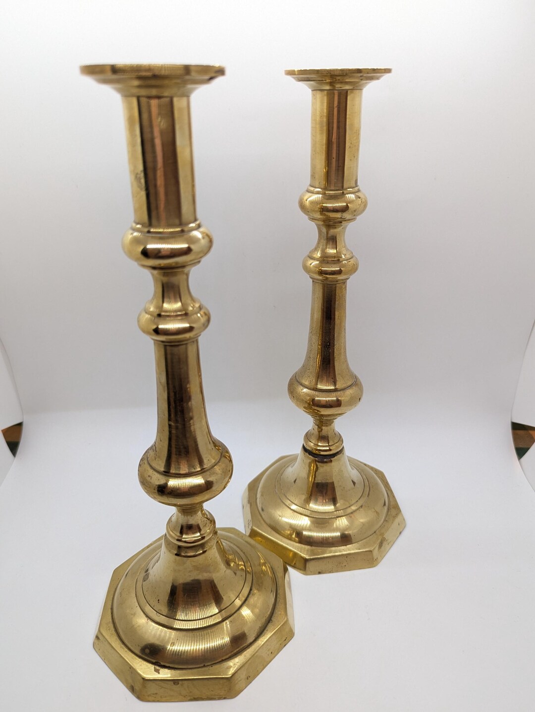 Antique Brass Candle Holders / Brass Candle Holders / Vintage Candle ...