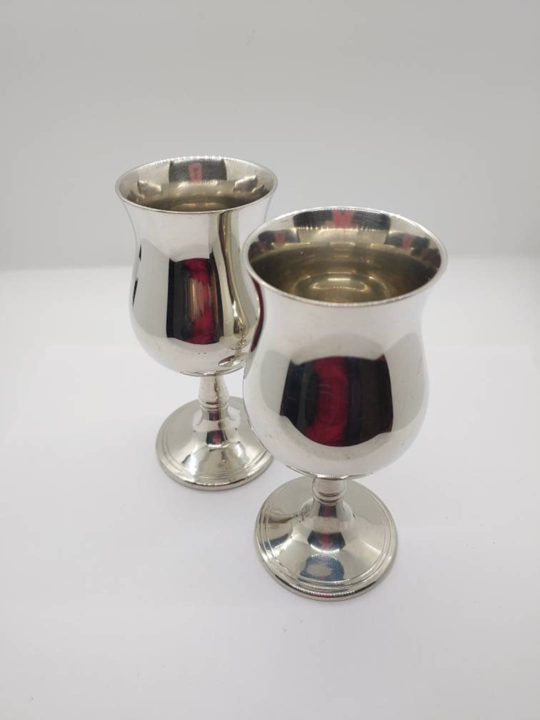 Set of 2 Vintage Sheffield English Pewter Goblets, Pewter Wine Goblet ...