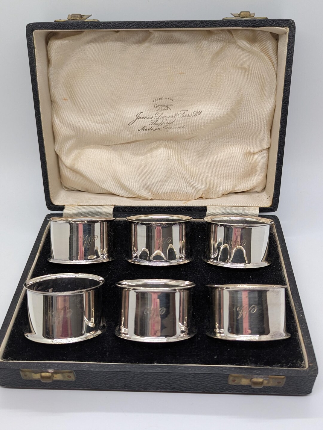 Sheffield Silver Plated Napkin Rings - Set of 6 - Monogrammed - Etsy