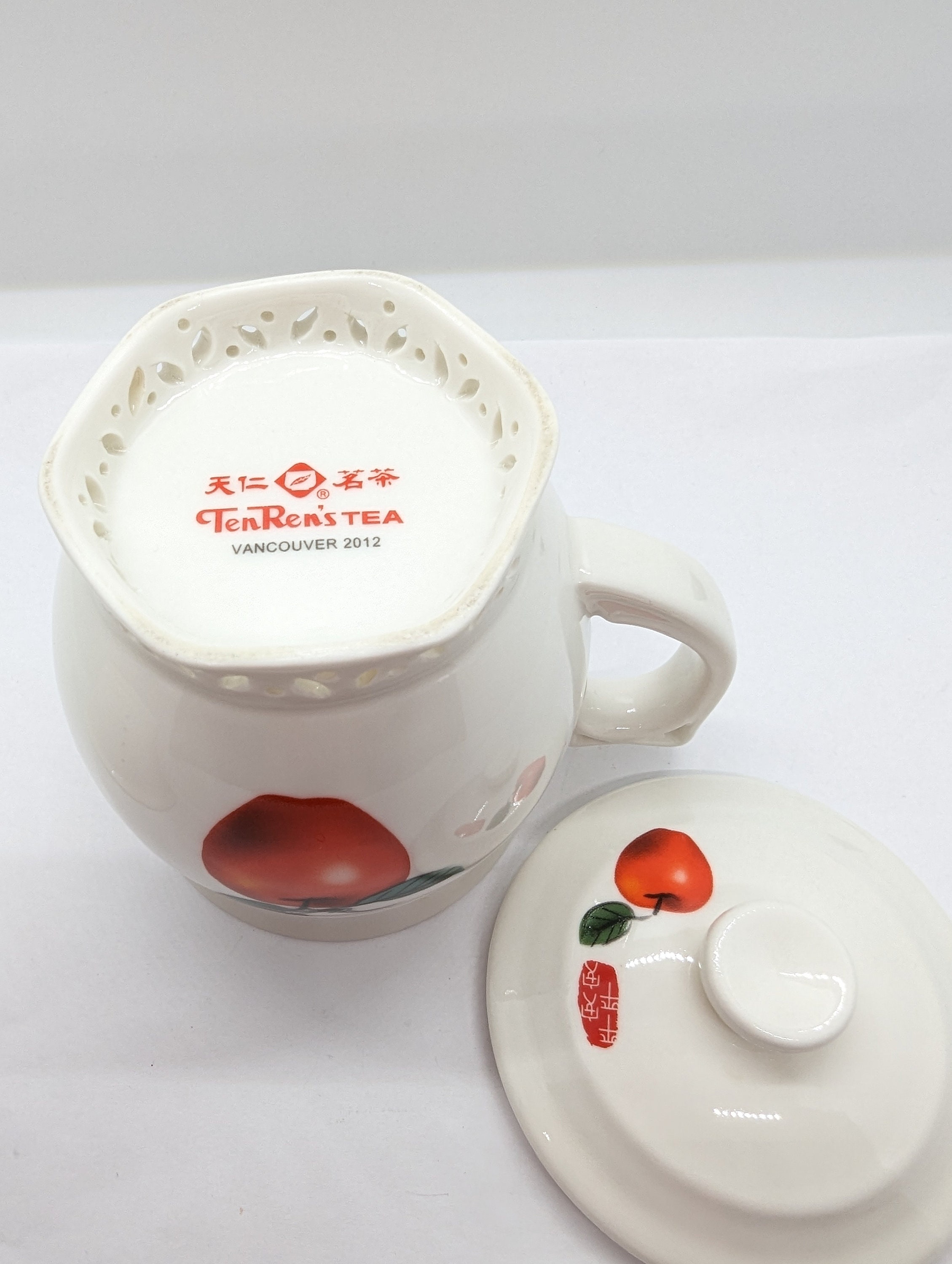 Colourful Red Apple Mug With Ceramic Strainer and Lid - Etsy