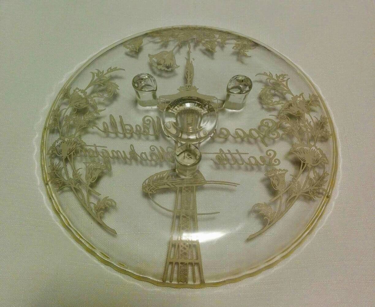 Mid Century Seattle Space Needle Footed Glass Platter With - Etsy