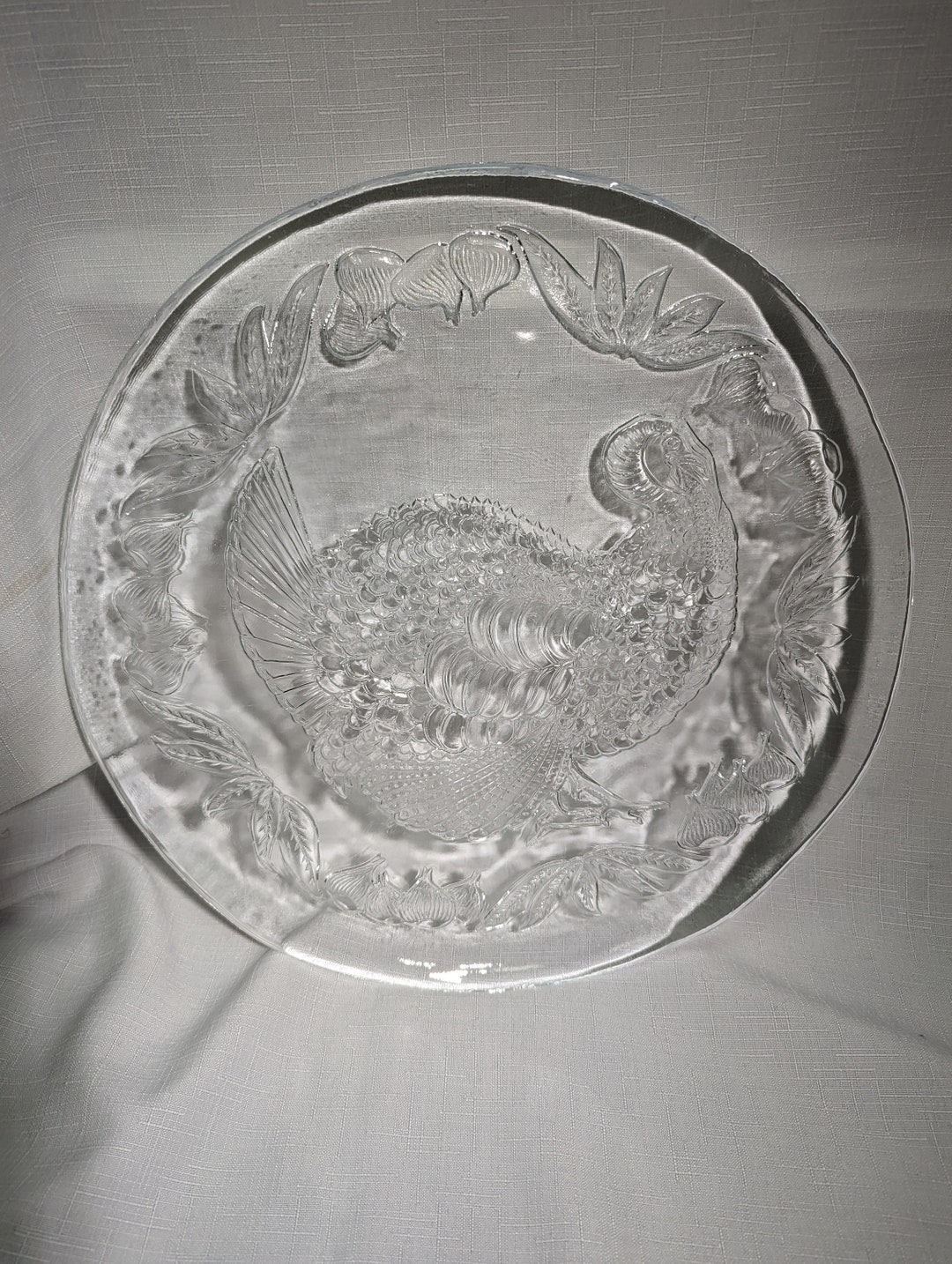 Vintage Italian Crystal Turkey Platter Thanksgiving Tray Christmas Tray ...