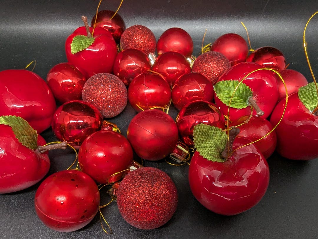 Lot of Red Mini Baubles and Mini Apple Ornaments - Etsy