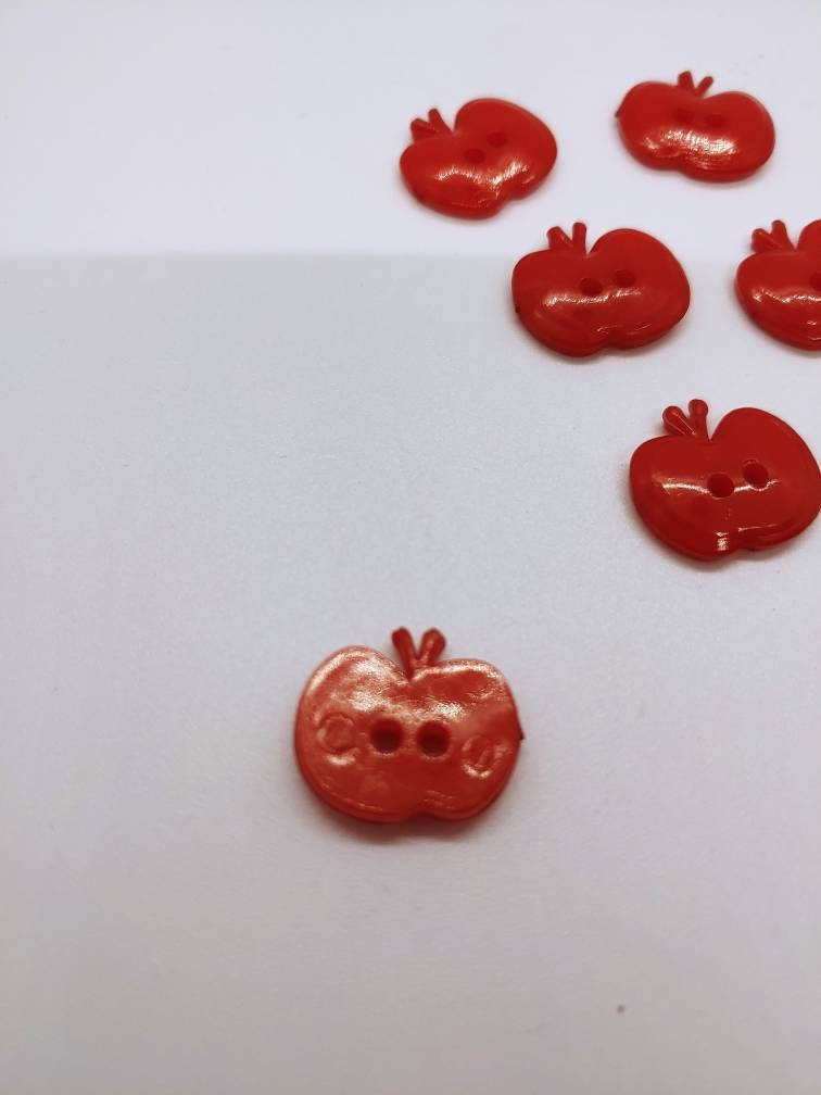 Lot of 20 Red Apple Buttons 2 Hole Plastic Buttons - Etsy UK