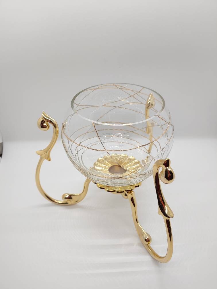 Candleholders Older vintage Beaded Bronze Green Leaves PartyLite Garden ...