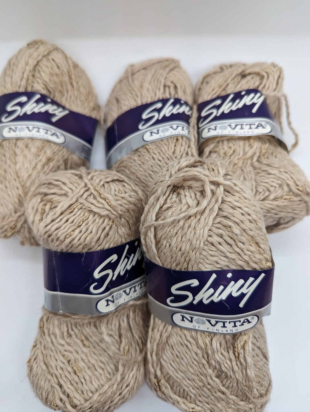 Vintage Lot of 5 Balls Shiny Cotton Blend Yarn by Novita - Made in ...