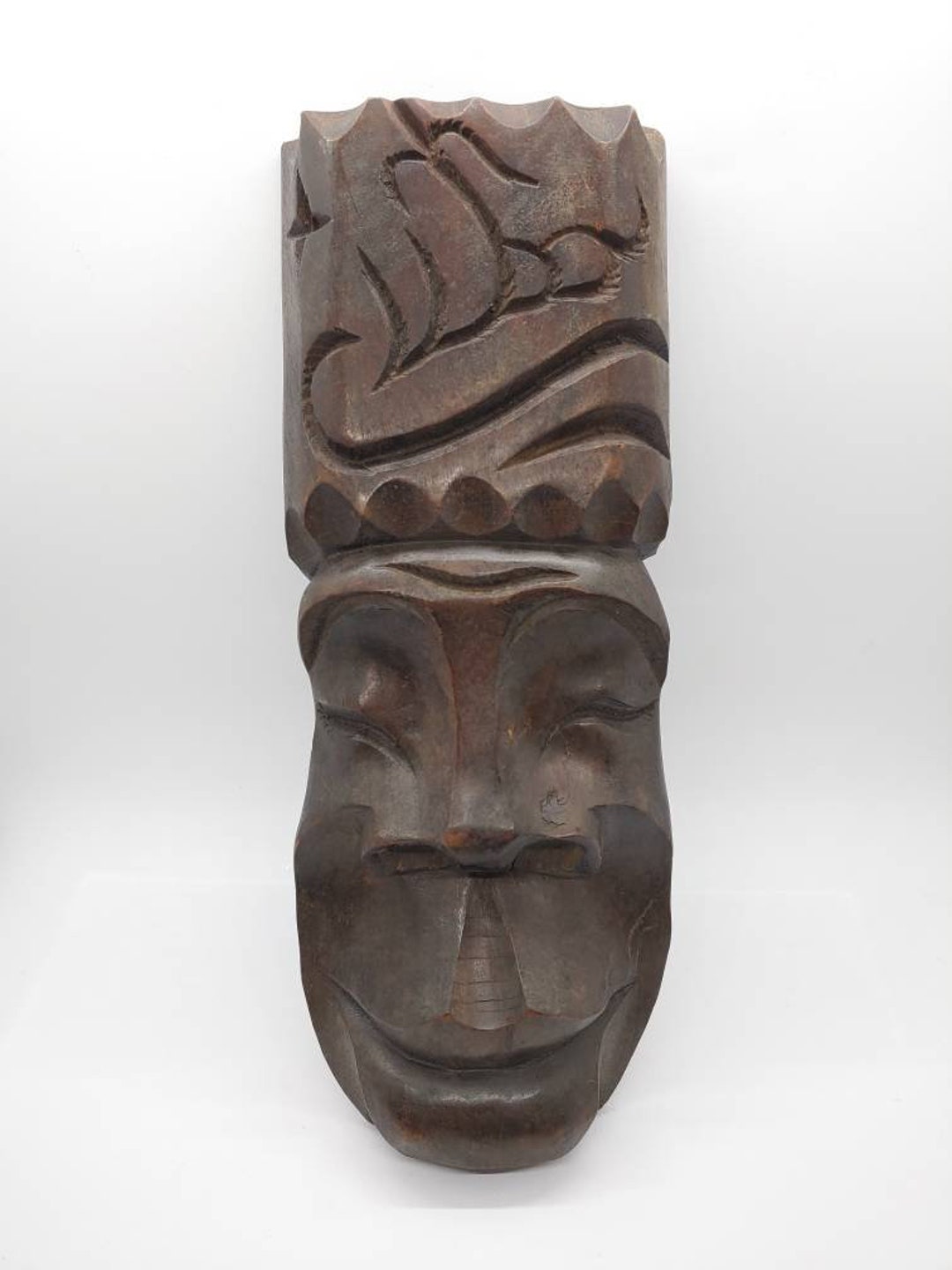 Hand Carved Polynesian Wood Wall Art Mask - Etsy