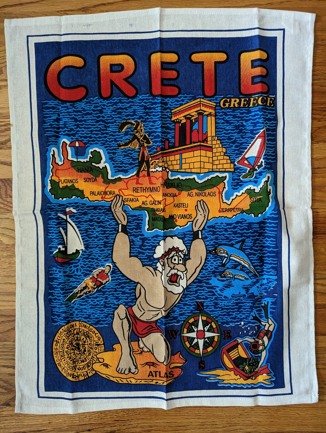 Crete Tea Towel 100% Cotton - Etsy