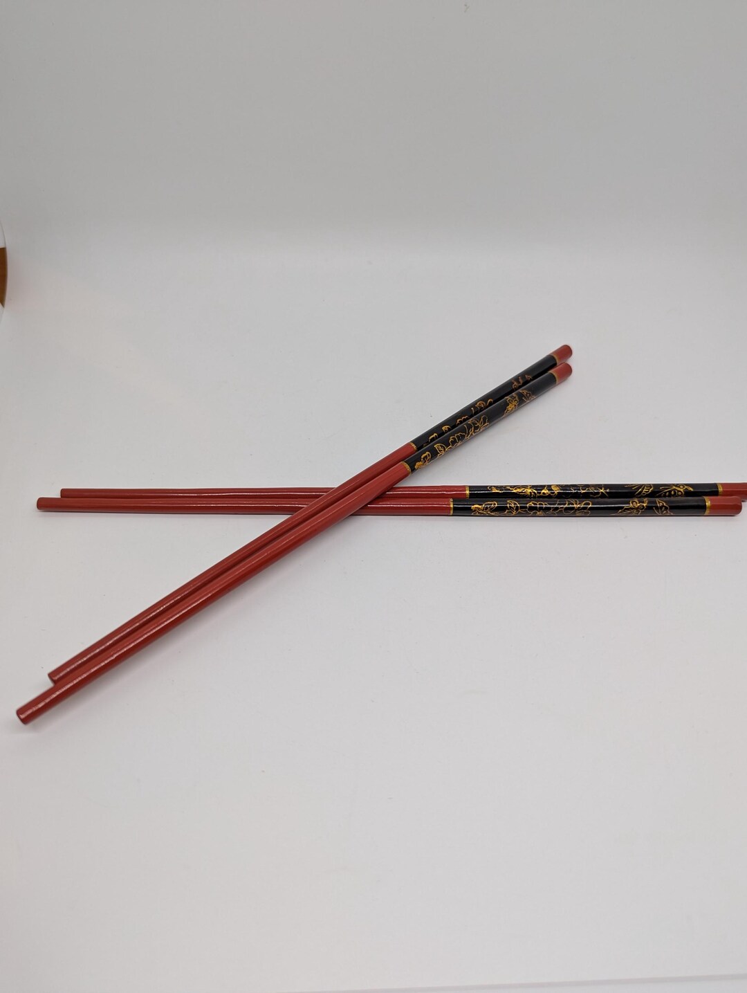 Vintage Black, Red and Gold Lacquer Ware Chopsticks - 2 Sets - Etsy