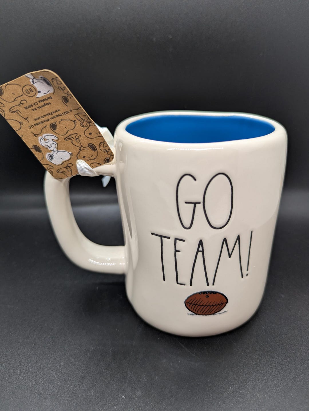 Rae Dunn Peanuts Snoopy Woodstock Football Double Sided Large Mug - Go ...