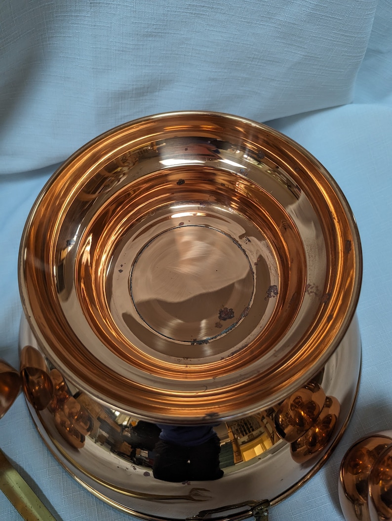 Vintage Copper and Brass Punch Bowl Set With 8 Coppercraft Guild Cups ...