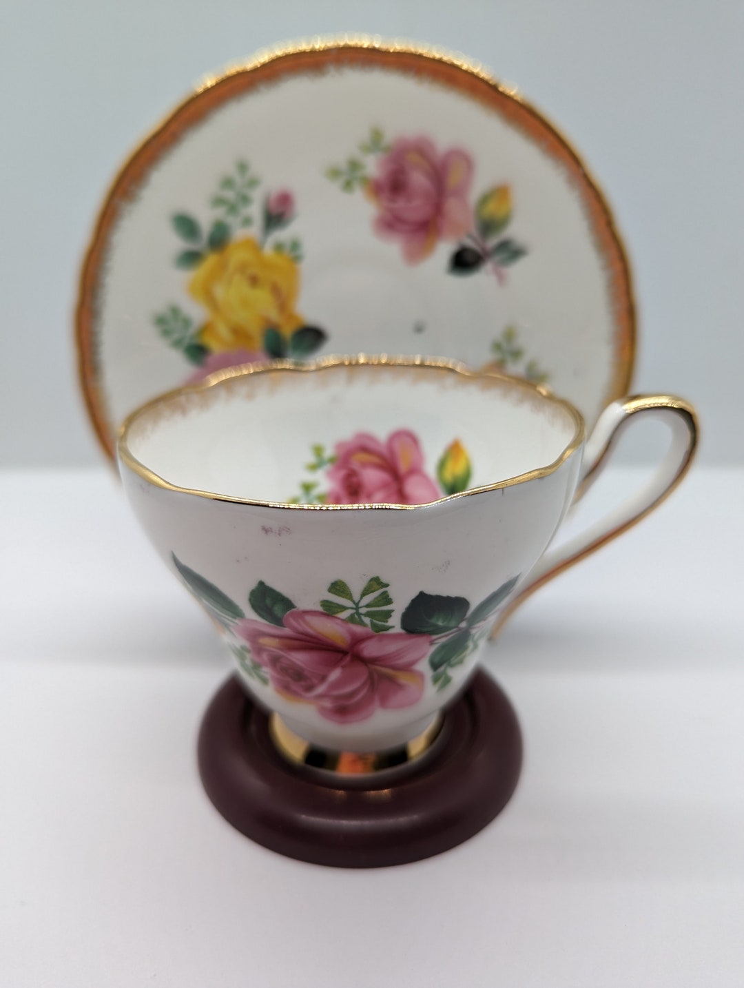 H & M Sutherland, Bone China, Vintage Yellow and Pink Rose Tea Cup and ...