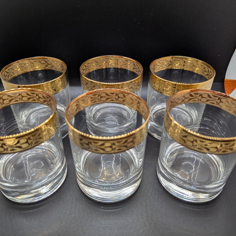 Gold Rim Drinking Glasses - Etsy