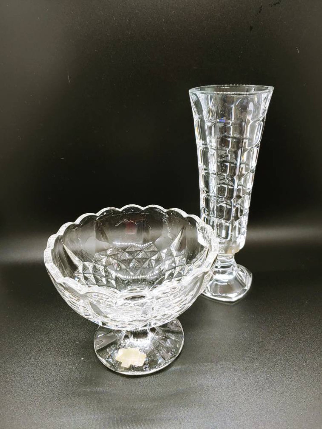 Yugoslavia Crystal Compote and Cut Crystal Flower Vase - Etsy