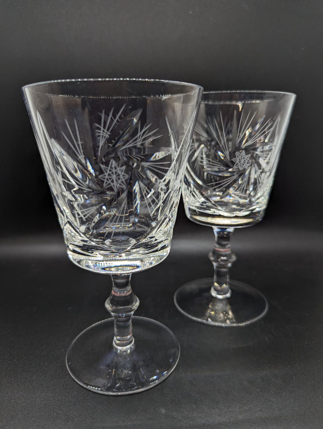 Mid Century Heavy Pinwheel Crystal Goblets - Set of 2 - Etsy