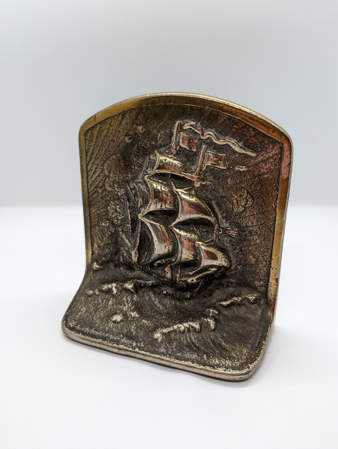 Vintage Brass Bookend - Sailing Ship Bookend - Etsy