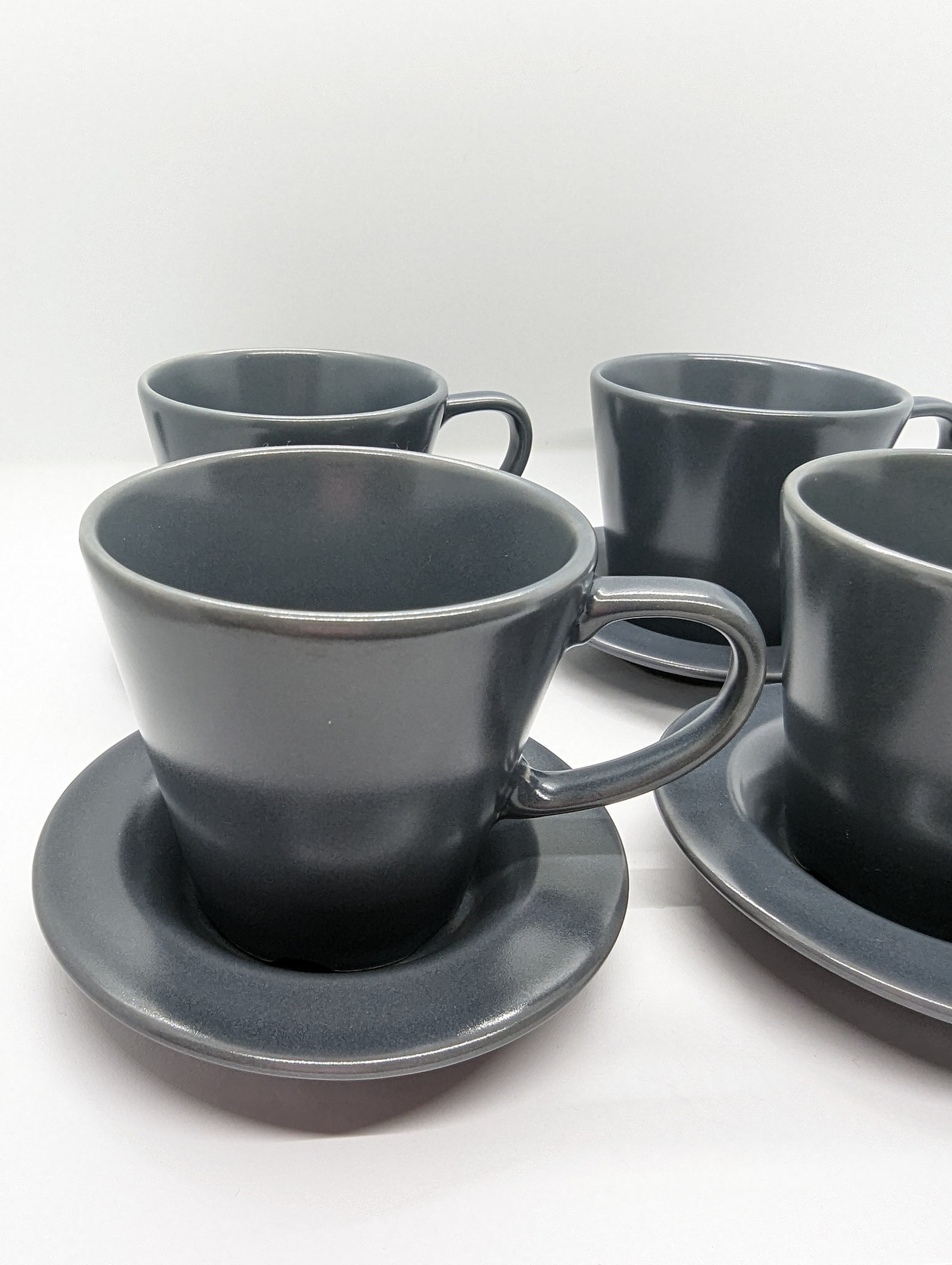 Set of 4 Vintage Ikea Dinera Grey Coffee Cup and Saucer Sets - Made in ...