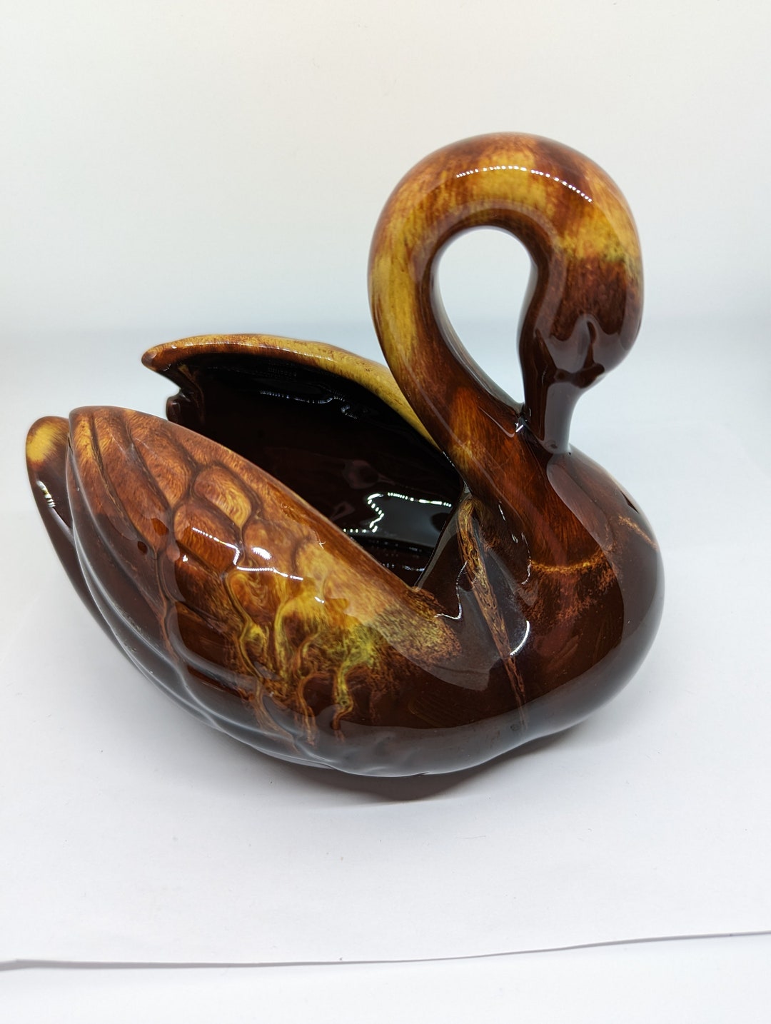 Blue Mountain Pottery Swan - 6" High Gold and Brown - Etsy