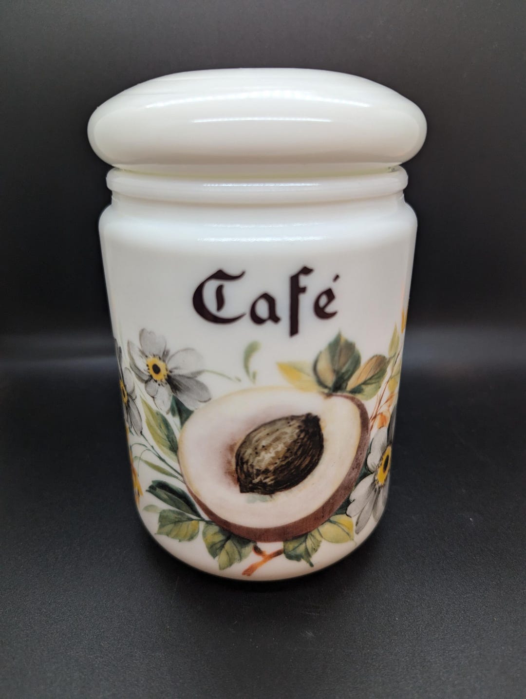 Vintage Milk Glass Kitchen Canister Sugar Made in Italy, Old Milk Glass ...