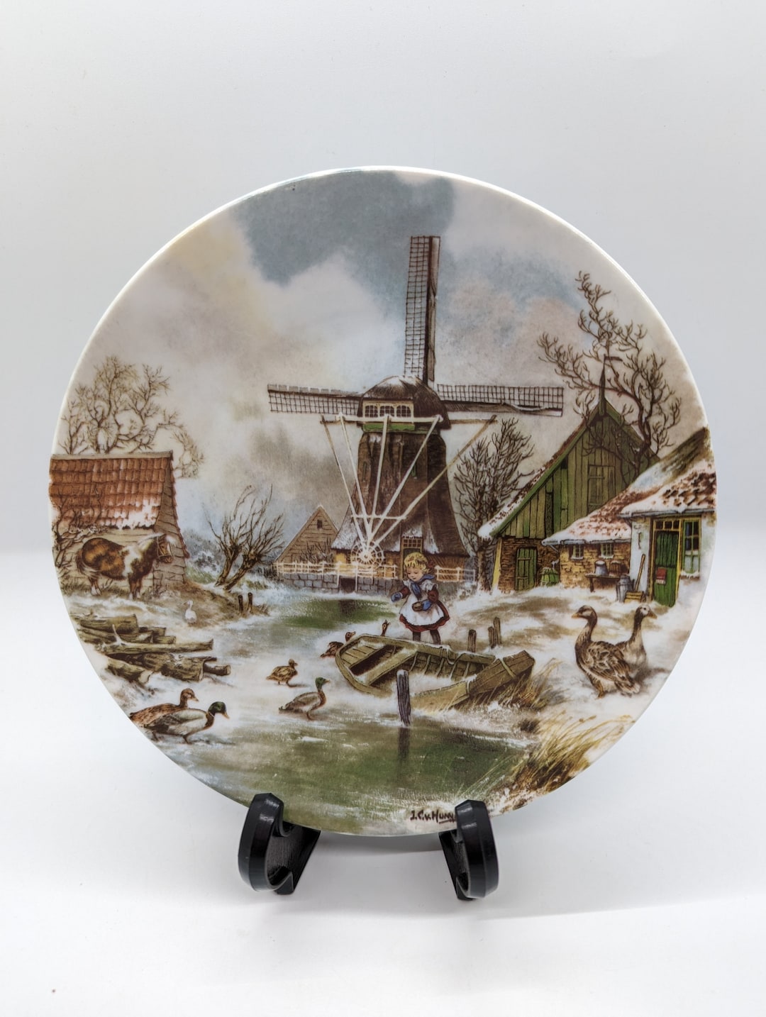 Dutch Porcelain Wall Plate - Made in Holland - Windmill Scenes - Van ...