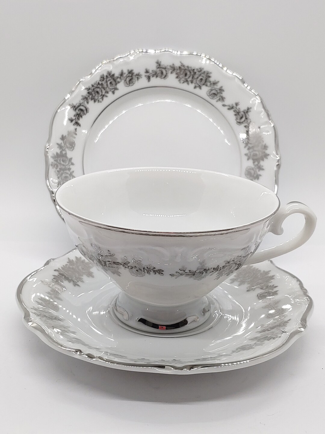 Vintage 3pc White and Silver Belcrest Royal Bavarian Tea Set Including ...