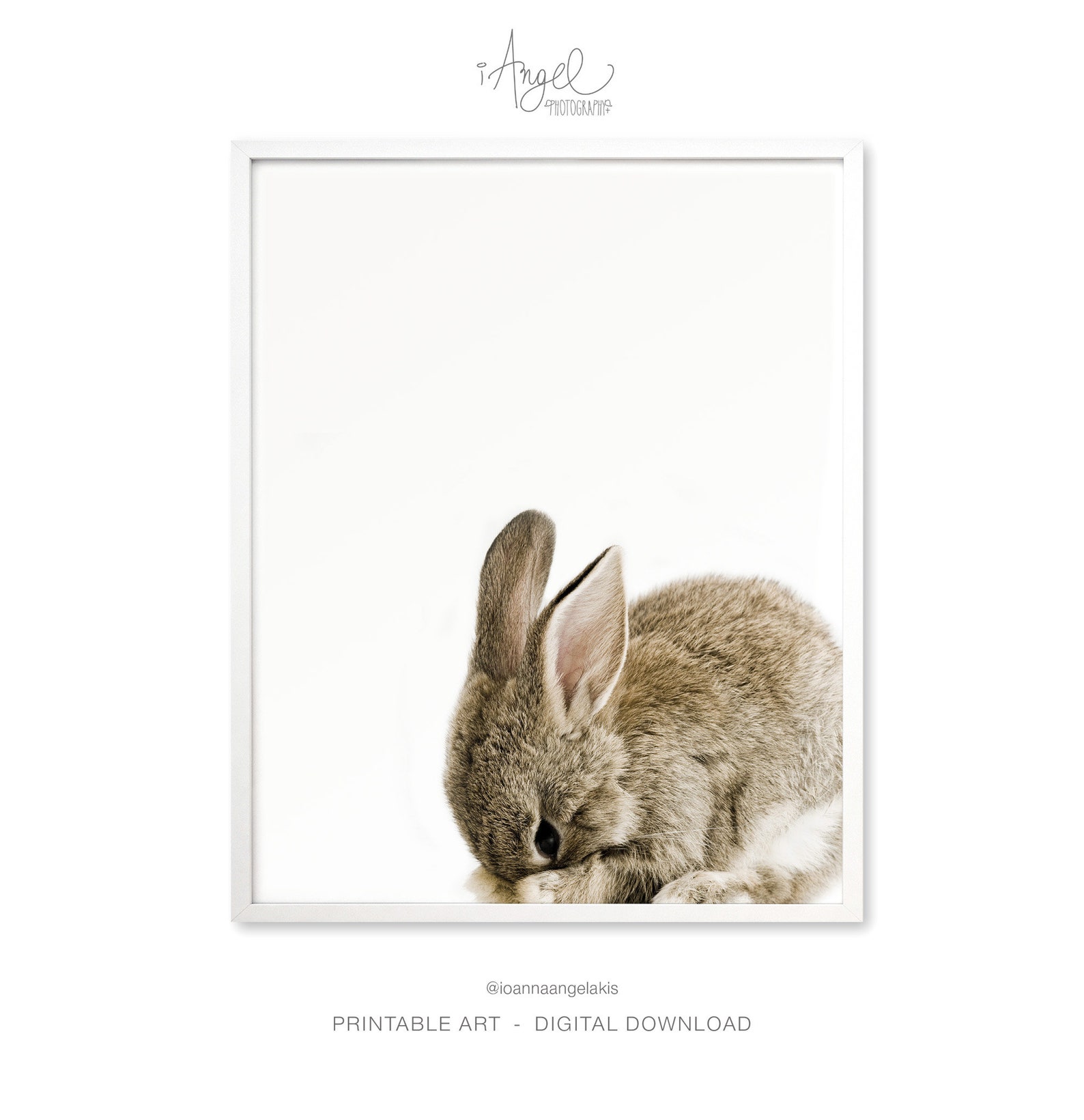 Rabbit poster printable bunny nursery decor cute animal | Etsy