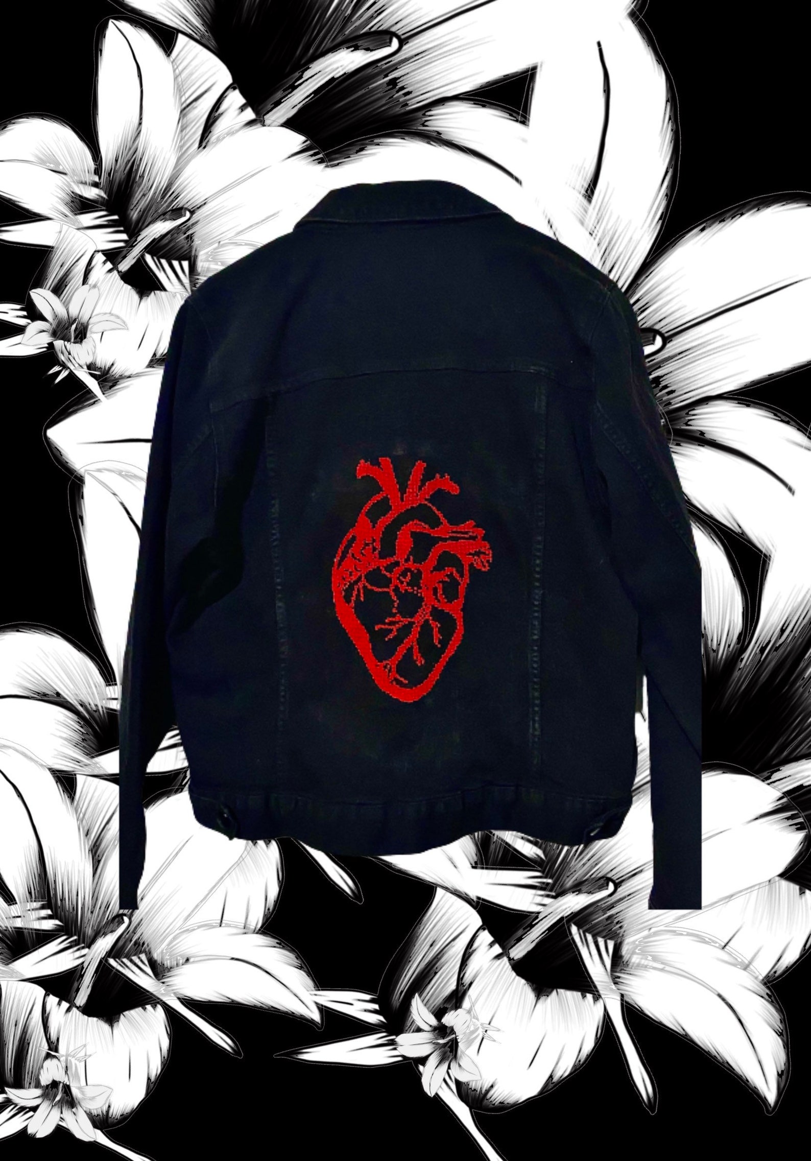 Anatomically Correct Heart Denim Jacket - Etsy