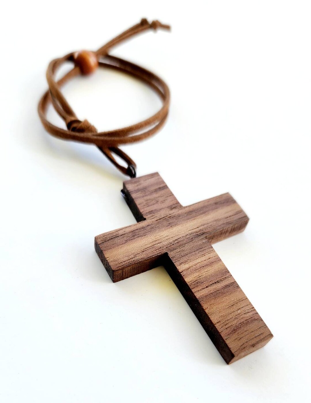 Rear View Mirror Cross-simple-lg-walnut Wooden Cross, Car Cross, Rear ...