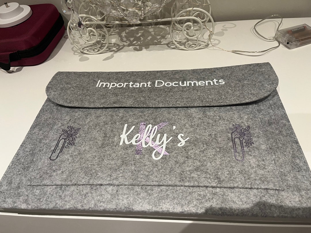 Important Document Folder, Felt Folder, Personalised, Notes, Passport ...
