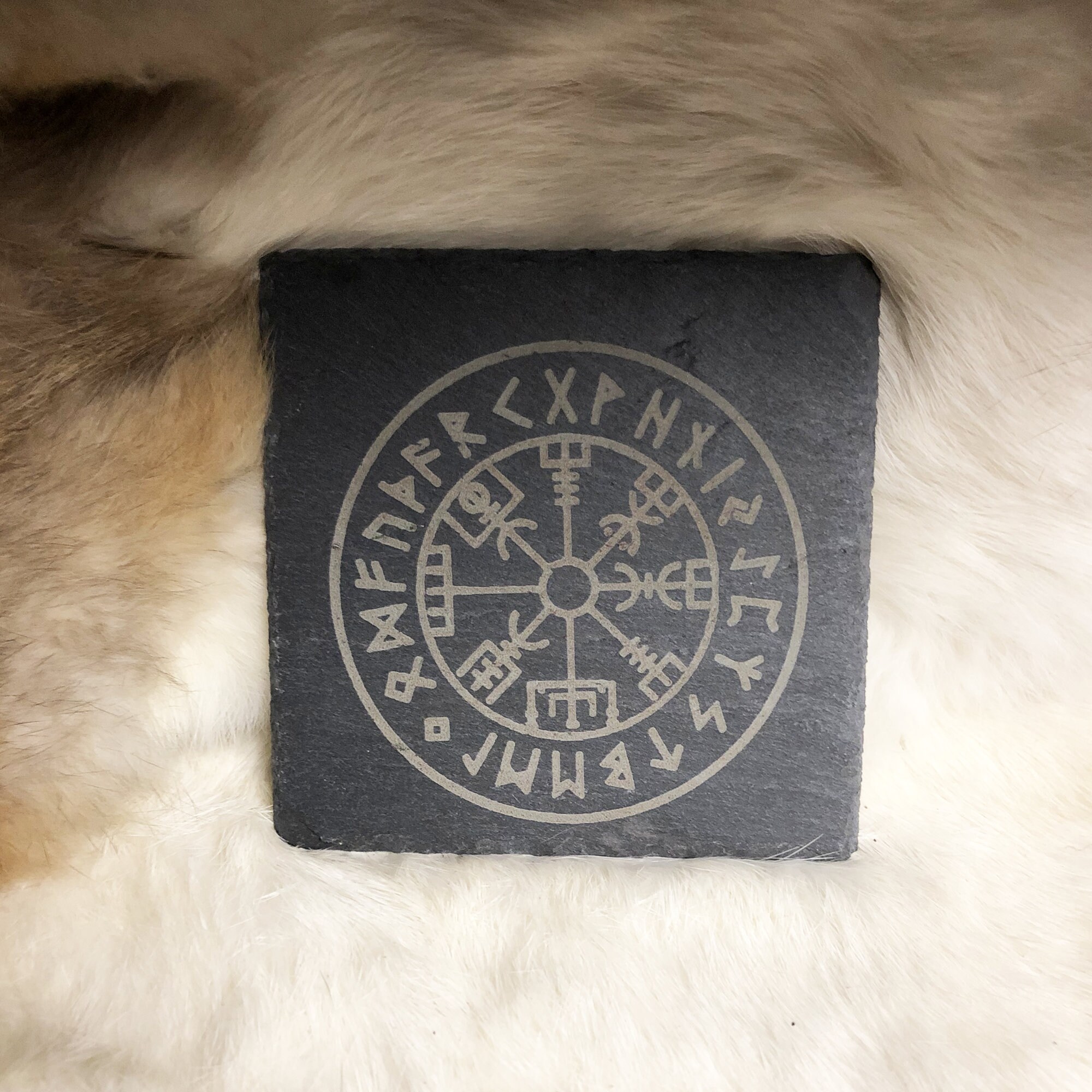 Viking Rune Circle Vegvisir Symbol Custom Slate Coasters | Etsy