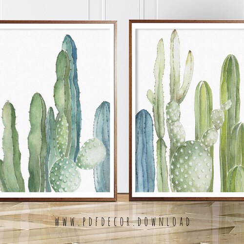 Desert Cactus Prints Wall Art Set of 2 Prints Desert Print - Etsy
