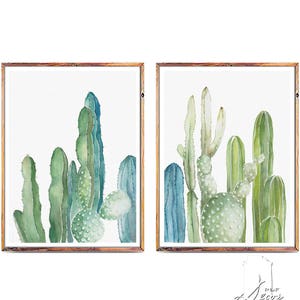 Set of 2 Cactus Prints, Set of 2, Cactus, Set of 2 Wall Art, Cacti Wall ...