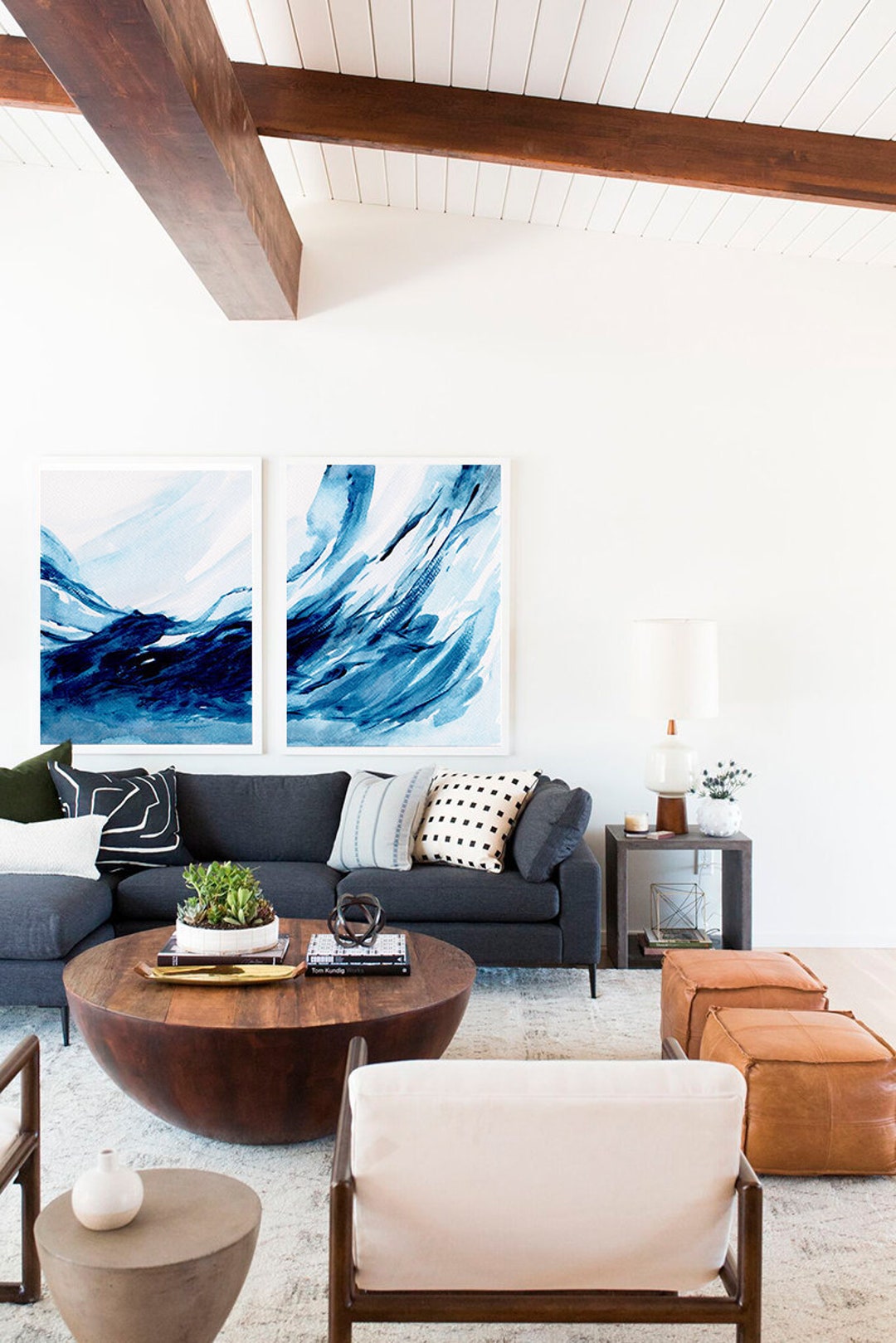 Set of 2 Blue Prints, Set of 2 Prints, Set of 2 Wall Art, Blue Set ...