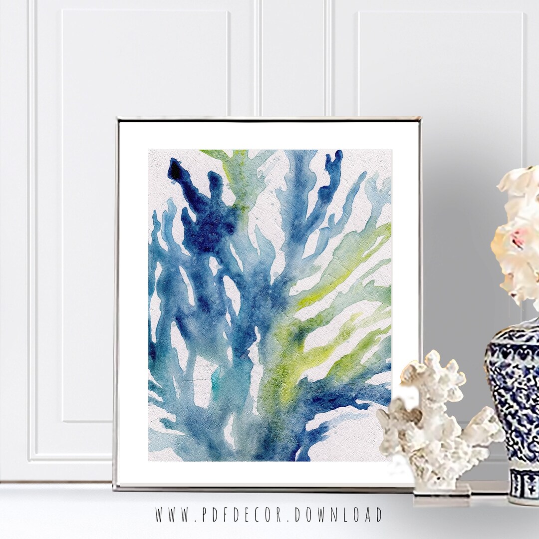 Sealife Watercolor Print, Seaweed Print, Sealife Wall Art, Nautical ...