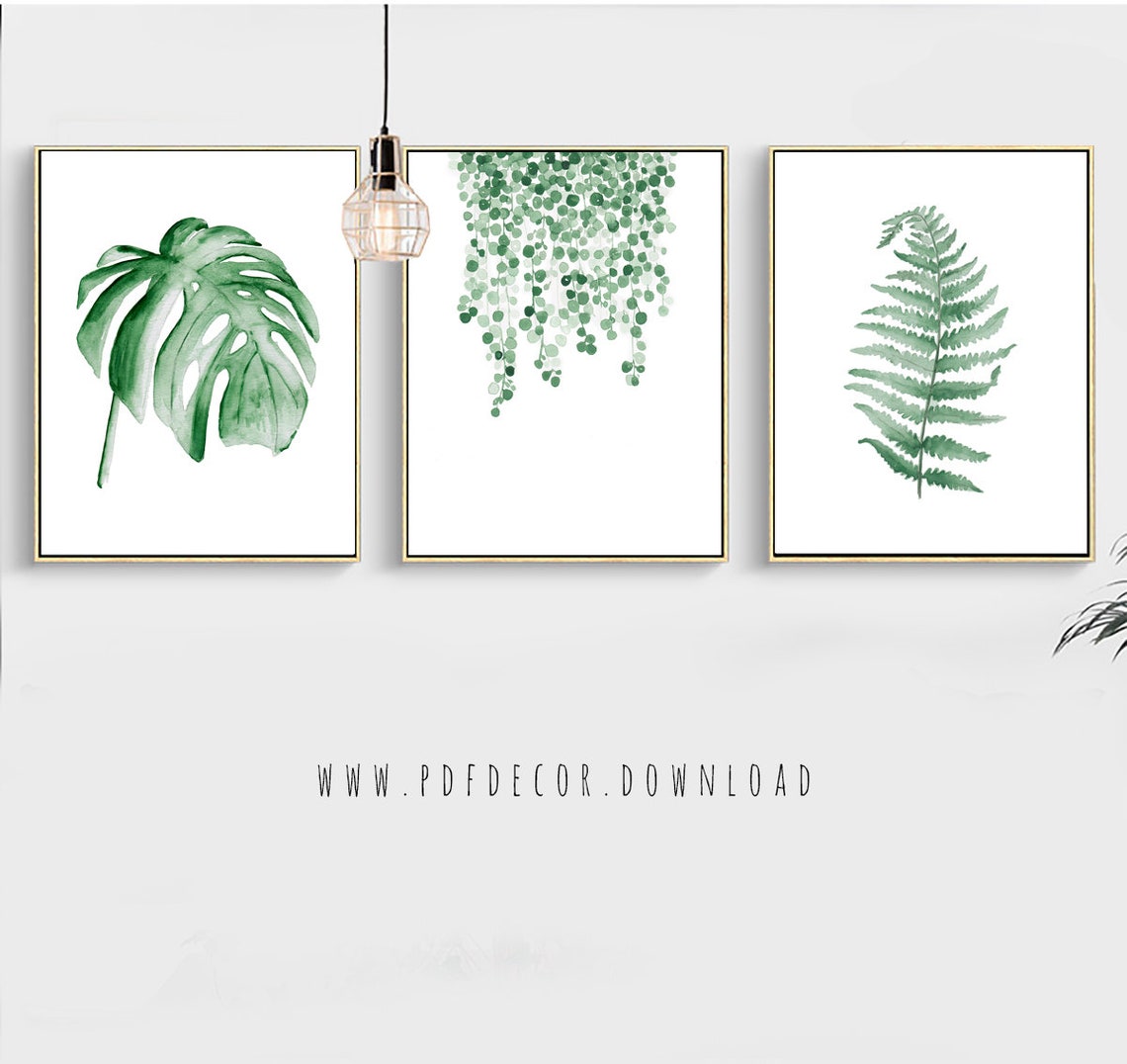 Leaves Prints Set of 3 Leaf Prints Watercolor Leaves | Etsy