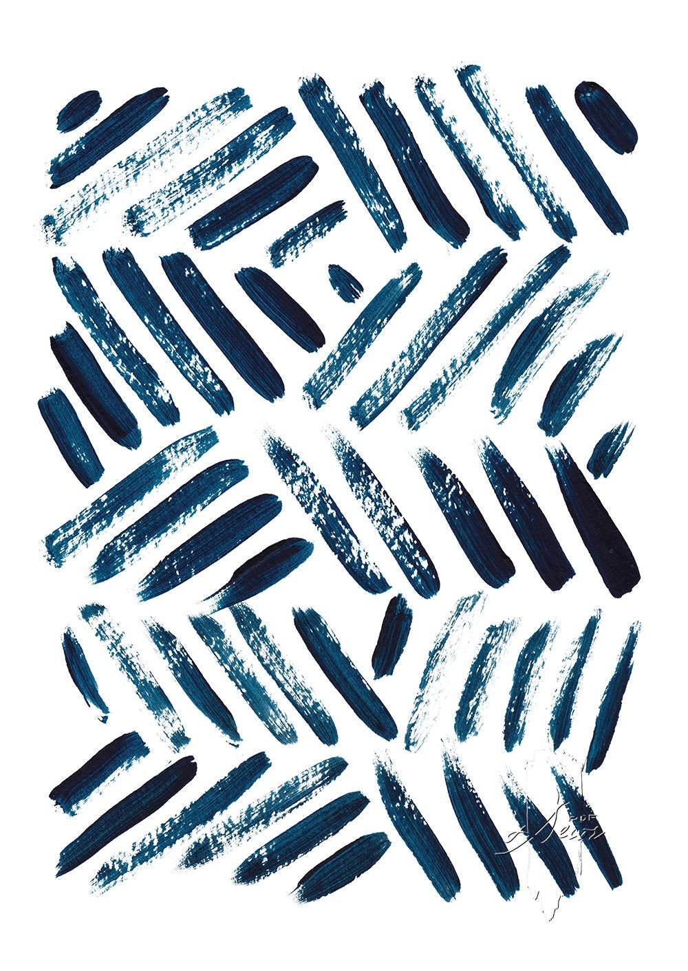 Set of 3 Navy Blue Printsset of 3 Wall Artblue Abstractblue | Etsy