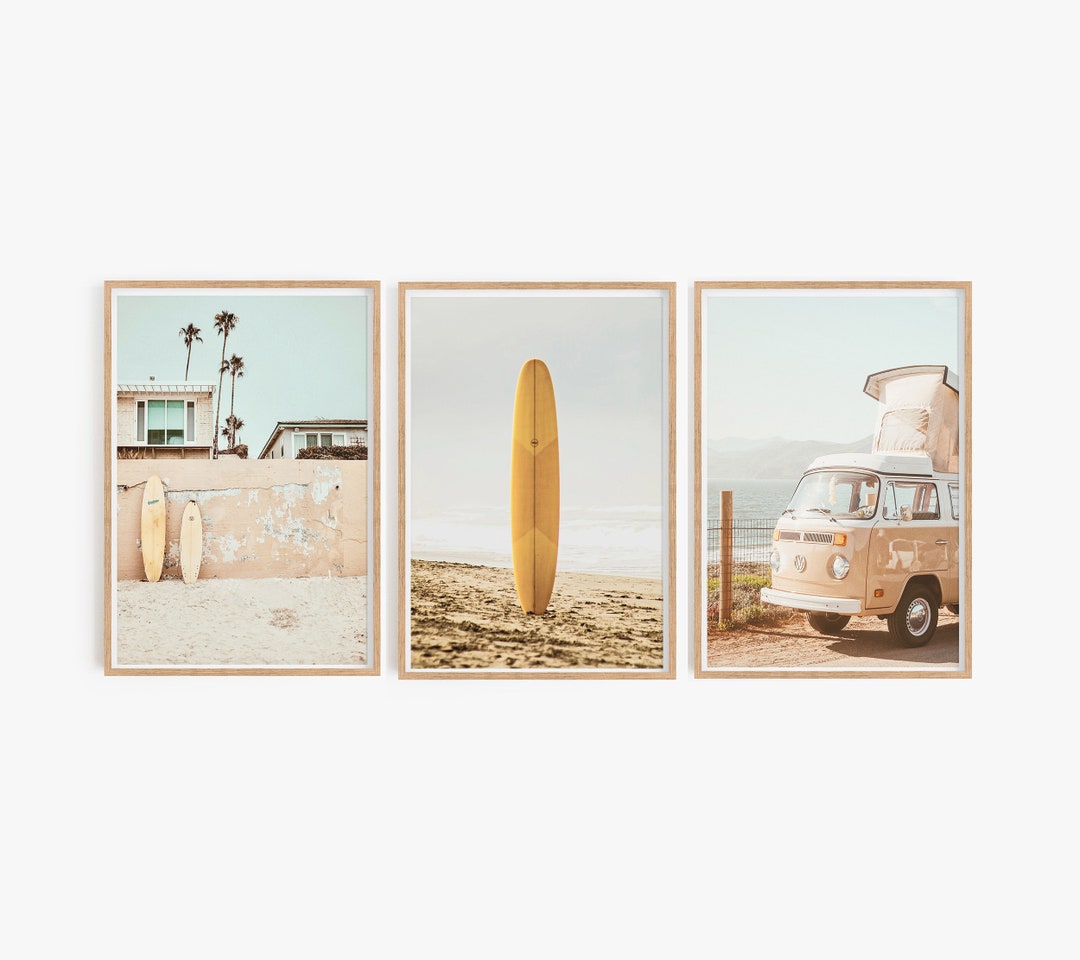 Set of 3 Prints Set Art Beach Set of Boho Print Set of 3 Surfing Print ...